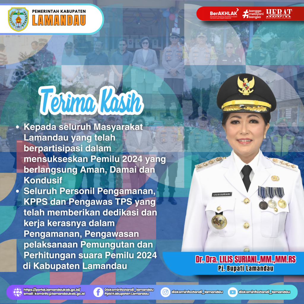 Terima Kasih atas Partisipasinya dalam Mensukseskan Pemilu 2024 - Kabupaten Lamandau